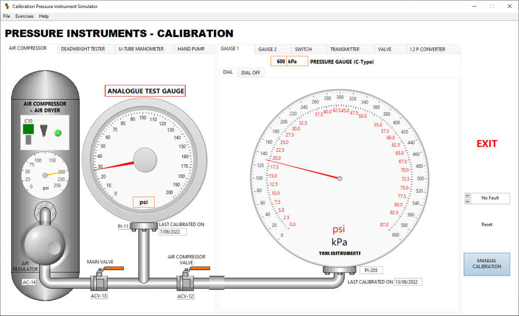 Pressure Instrument Calibration Simulation